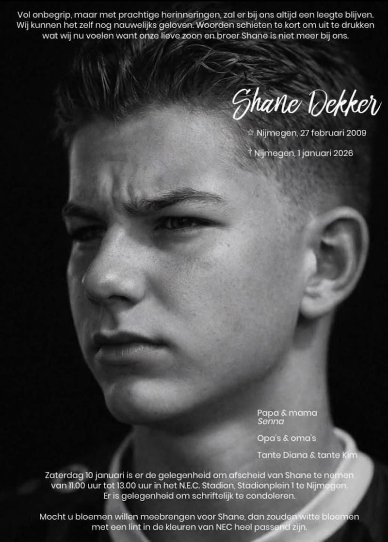 Shane (16) krijgt groots afscheid in NEC-stadion na fataal ...