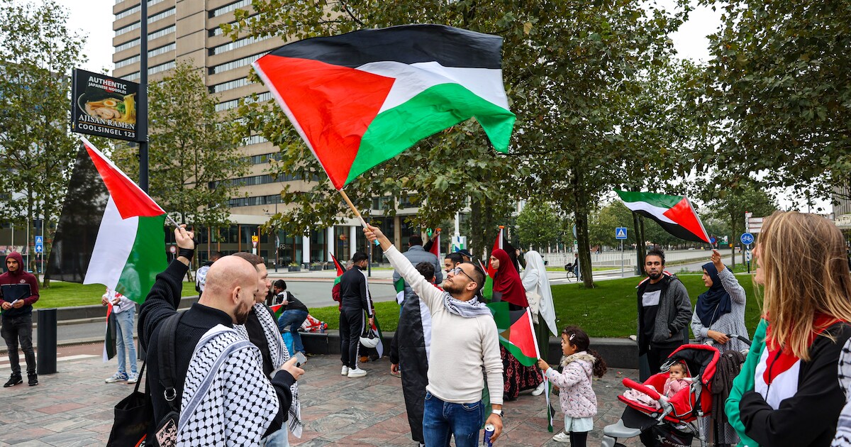 Honderden mensen lopen mee tijdens pro-Palestijnse demonstratie in ...