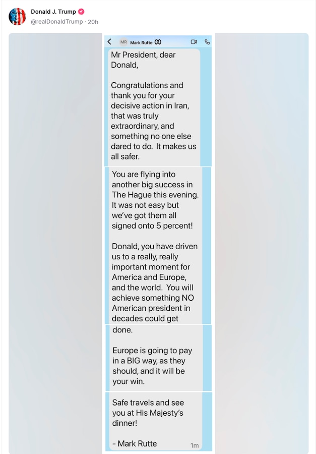 Wat Rutte met zijn vleiende berichten aan Trump probeert te bereiken ...