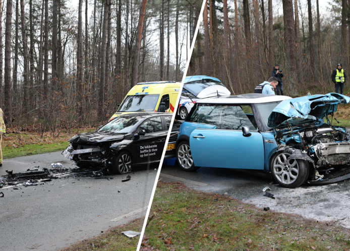 Drie auto's botsen hard op elkaar in Apeldoorn: gewonde en veel schade, weg nog steeds ...