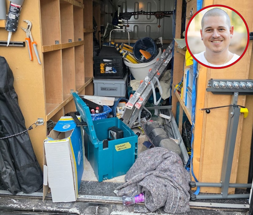 Timmerman Patrick (30) ziet daders met zijn gereedschap wegrijden ...