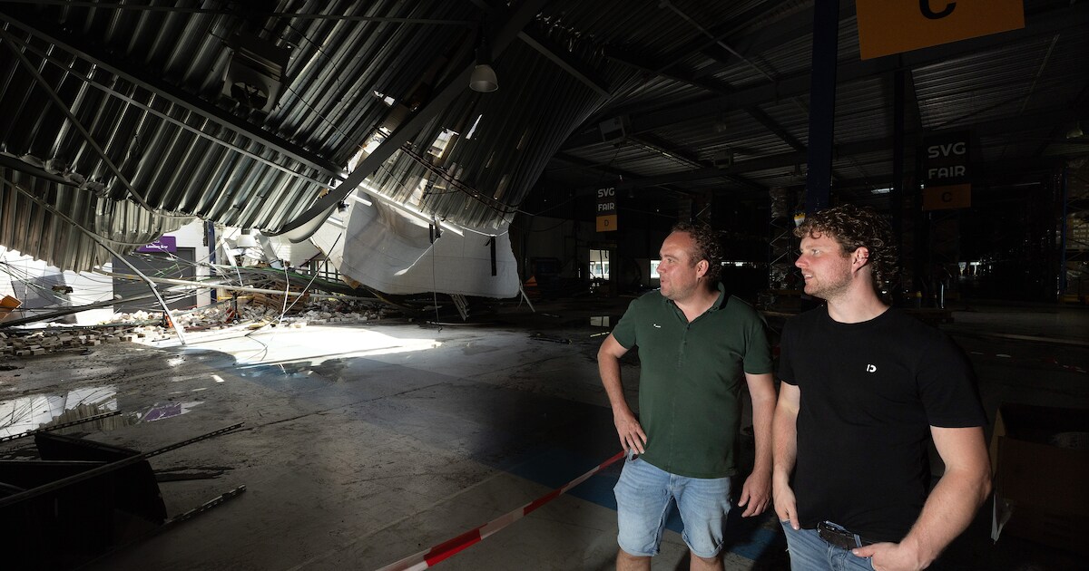 Het water kolkte bij Chiel (37) de bedrijfshal in en de schade loopt in ...