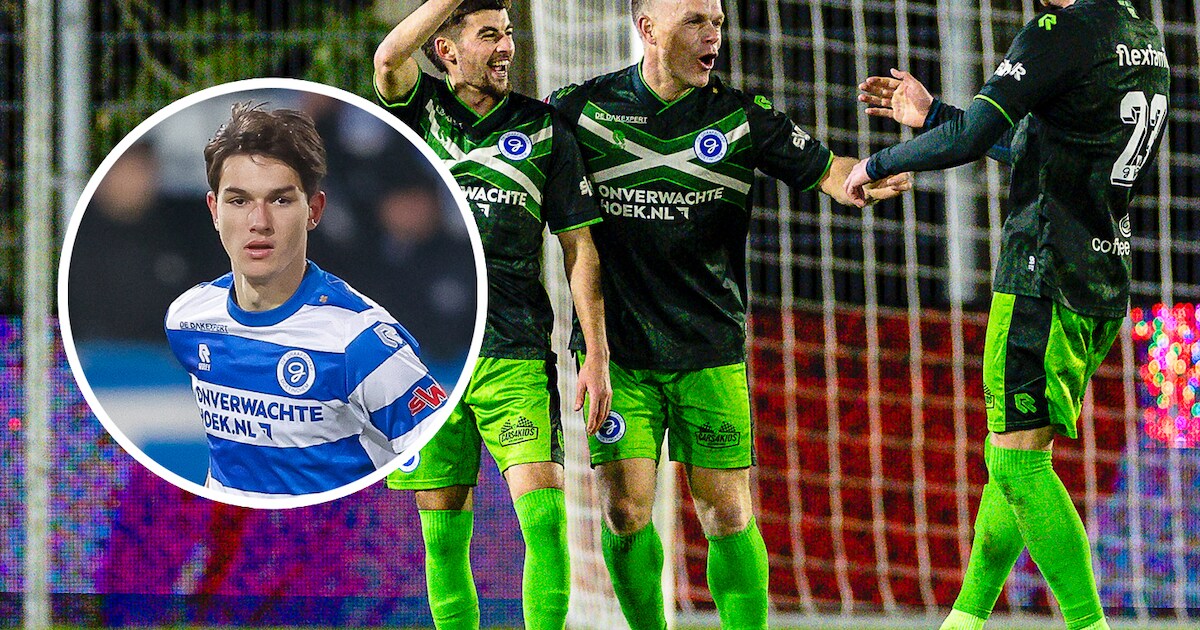 De Graafschap-verdediger Rowan Besselink staat ook in het doel zijn ...