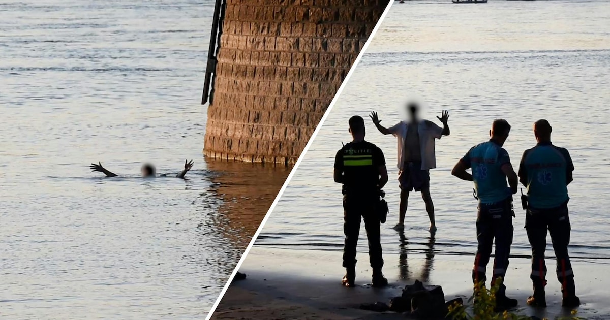 Verwarde man (28) die met mes in Waal zwaaide overgedragen aan zorg ...