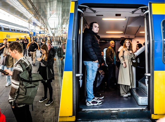 Tientallen reizigers passen niet meer in de trein tijdens de ...
