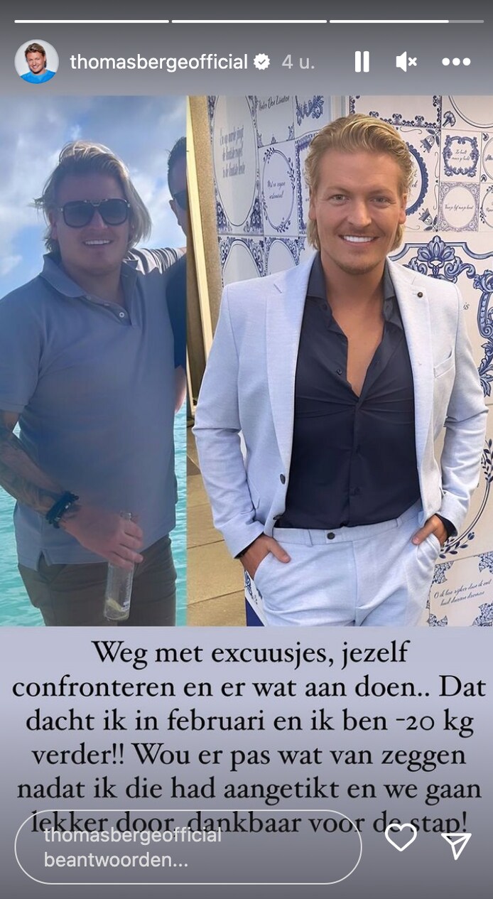 Thomas Berge is 20 kilo afgevallen: ‘Weg met excuusjes’ | Show ...