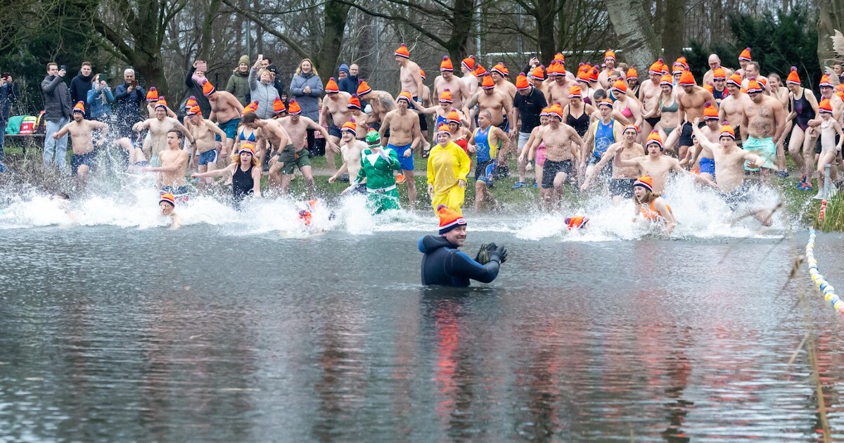 Nieuwjaarsduik bij Strandbad de Rauwbraken in Berkel-Enschot ...