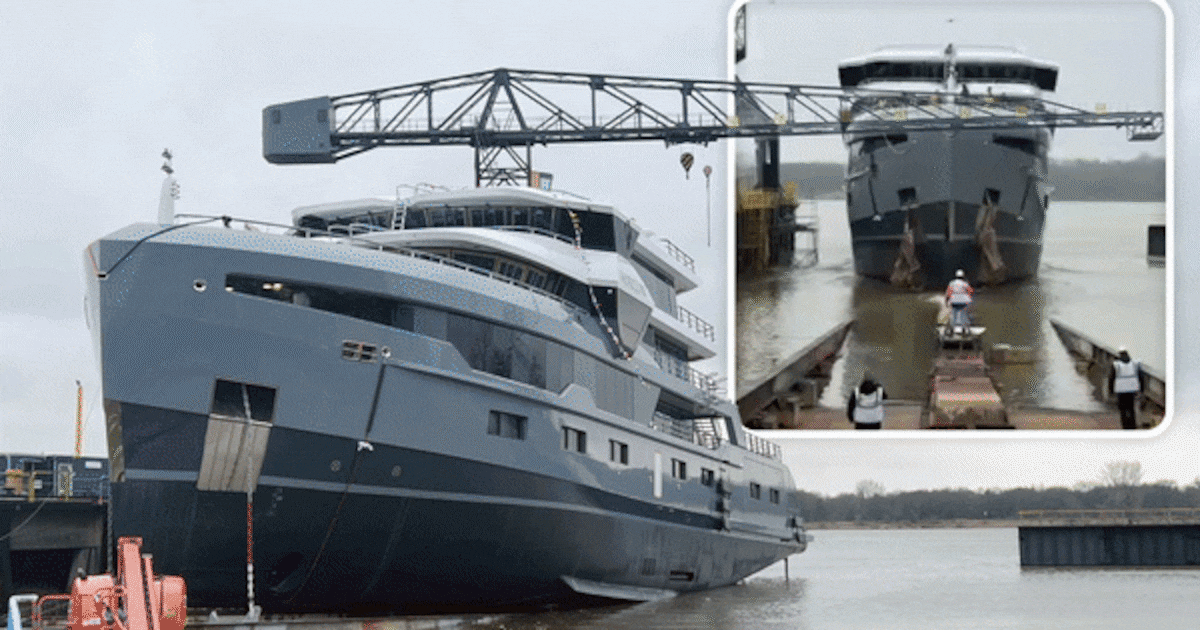 Failliete scheepswerf maakt indruk met gigantisch jacht dat te water ...