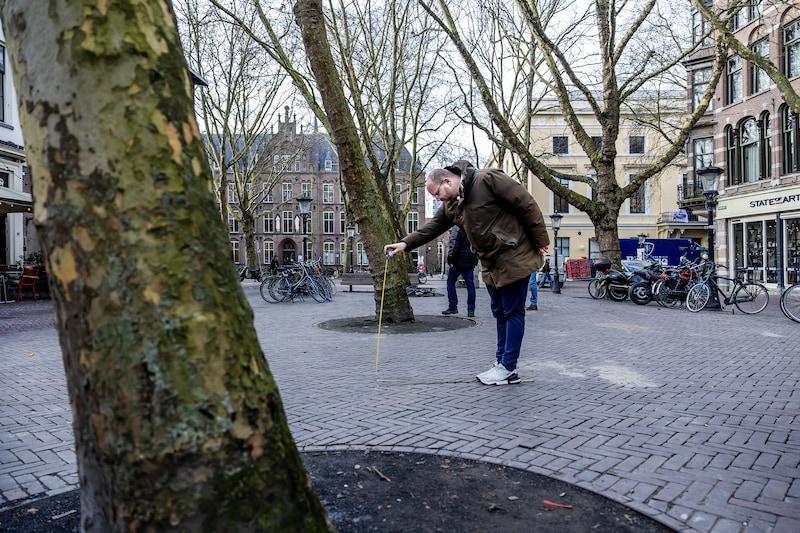Fabian is druk in de weer met een meetlint op de Mariaplaats: waar is ...