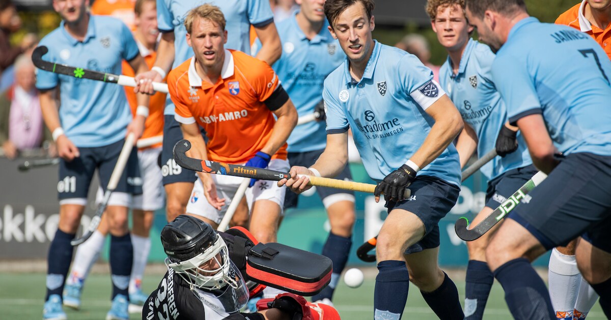 Eerste thuiswedstrijd op het hoogste hockeyniveau NMHC Nijmegen valt in het water: ‘Hielden hoop ...
