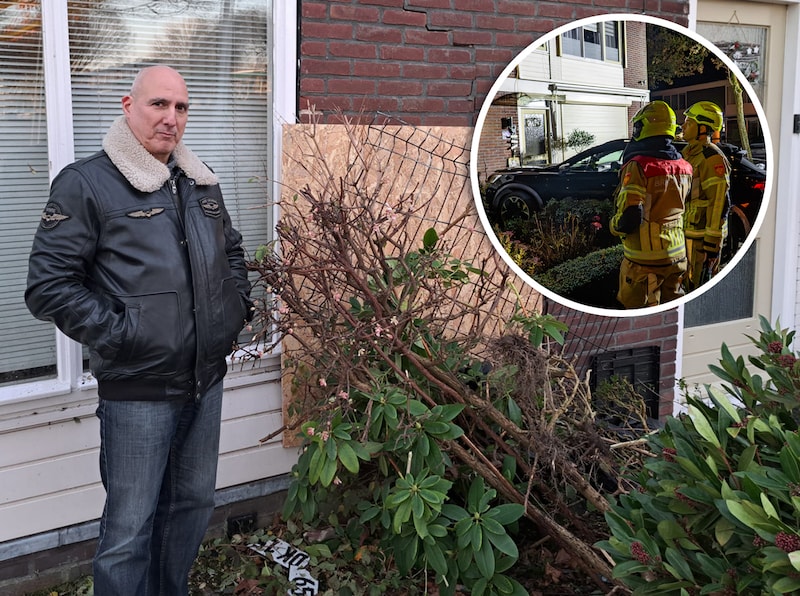 Duitse auto boort zich door gevel van huis in Nijmegen, Edwin vangt ...
