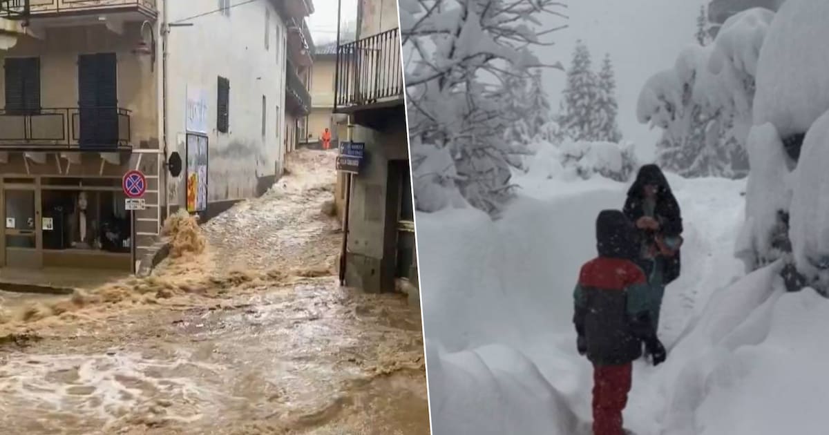Code rood vanwege dik pak sneeuw in Zwitserse Alpen en overstromingen ...
