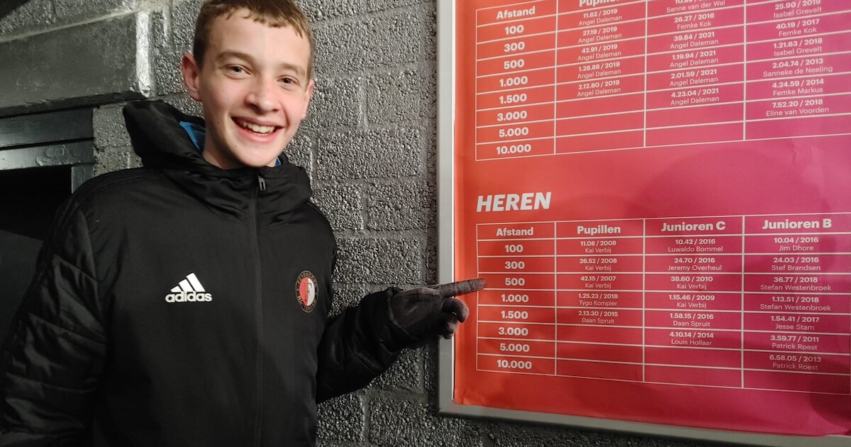 Toptalent Bjarne (13) schaatst record van oud-wereldkampioen uit de ...