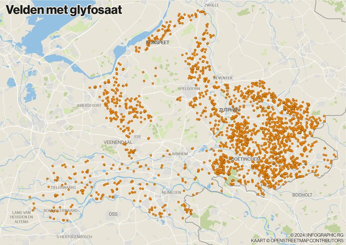 Voor het eerst in beeld: 42.000 hectare grond kleurt geel door gebruik ...