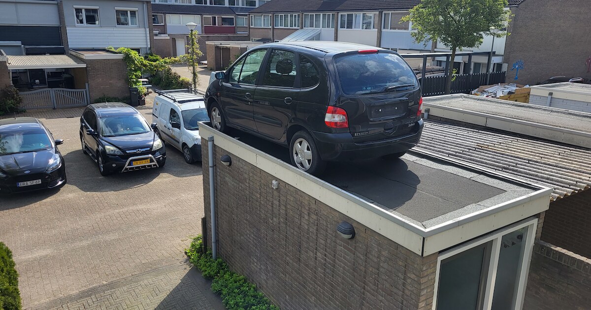 Man krijgt zijn zin nadat hij auto op dak parkeerde: ‘Ze gaan alles ...