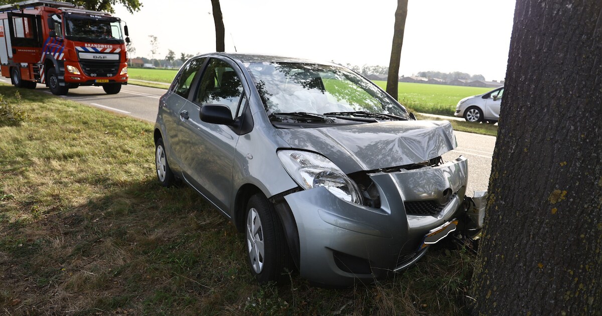 Automobilist knalt tegen boom na botsing met ander voertuig | Land van ...