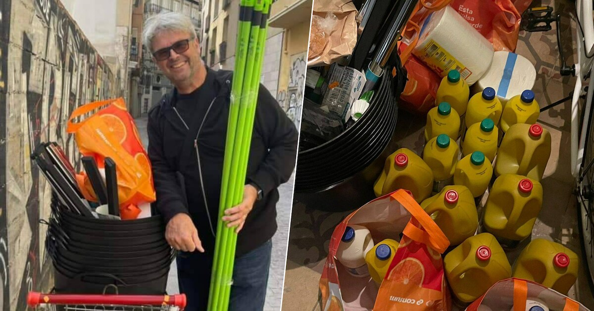 Bart uit Et­ten-Leur zag verwoesting in Valencia en haalde winkelwagens ...