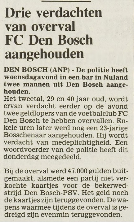 Hoe de recette van FC Den Bosch - PSV in 1987 in een bordeel belandde ...