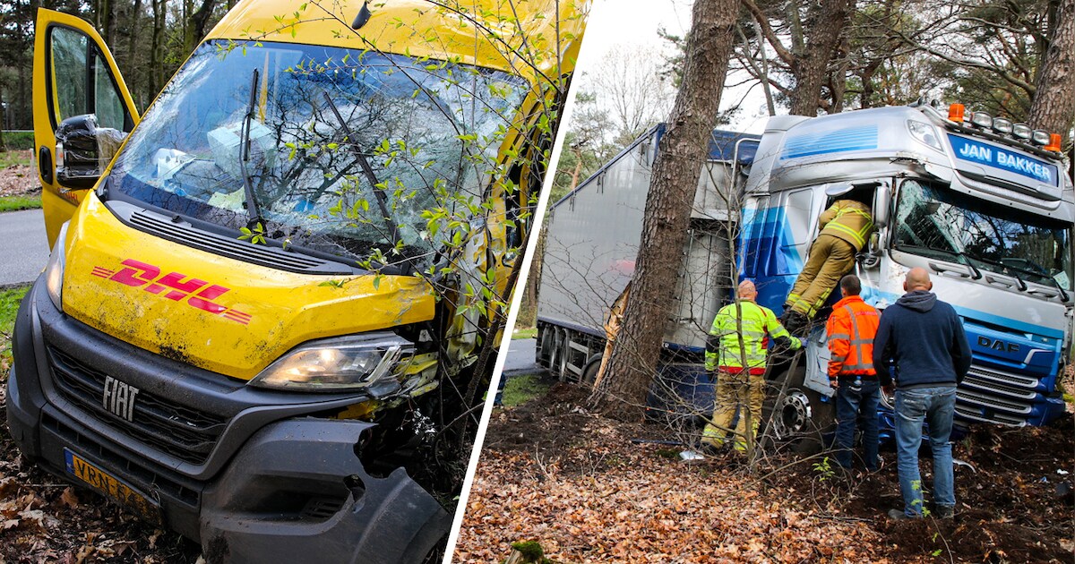 DHL-bus verliest pakketjes na botsing met vrachtwagen met tonnen zand ...