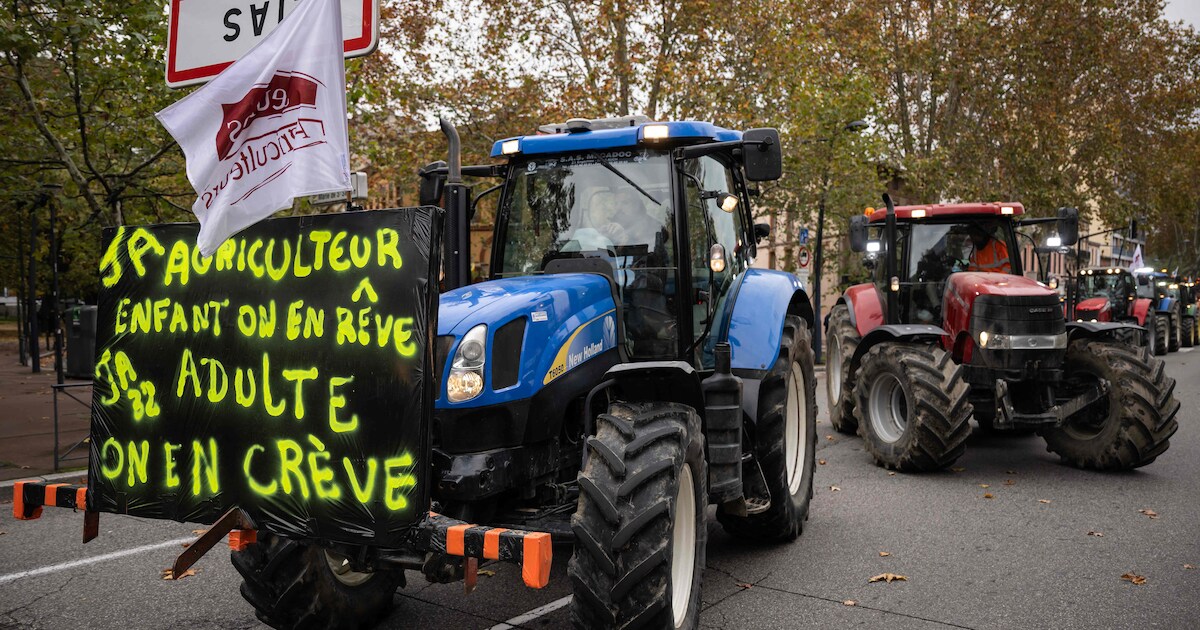 Franse boeren protesteren ‘op z’n Nederlands’, met omgekeerde bordjes ...