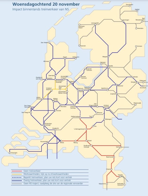 Staking op het spoor in groot deel van Brabant, treinverkeer weer ...
