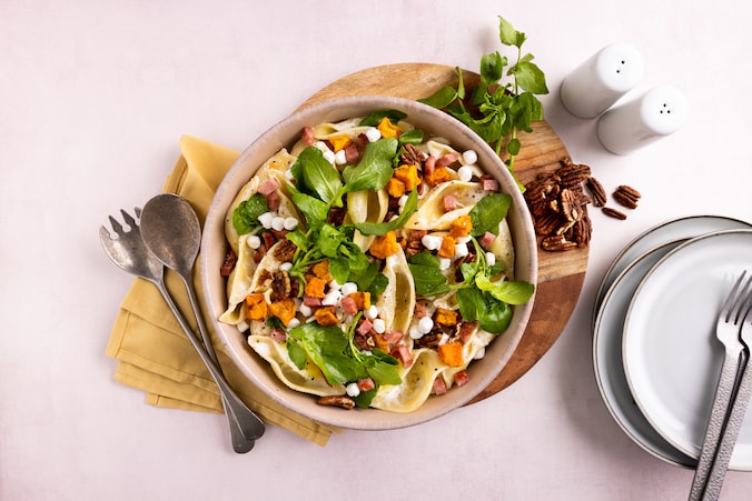 Wat Eten We Vandaag: Pastasalade met pompoen, ham, pecannoten en ...