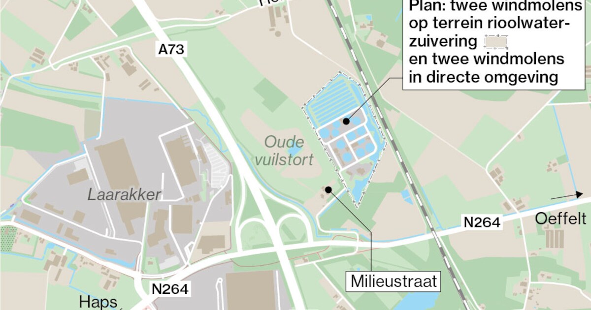 Plan voor vier windmolens, niet ver van A73 bij Haps: ‘We beseffen dat ...