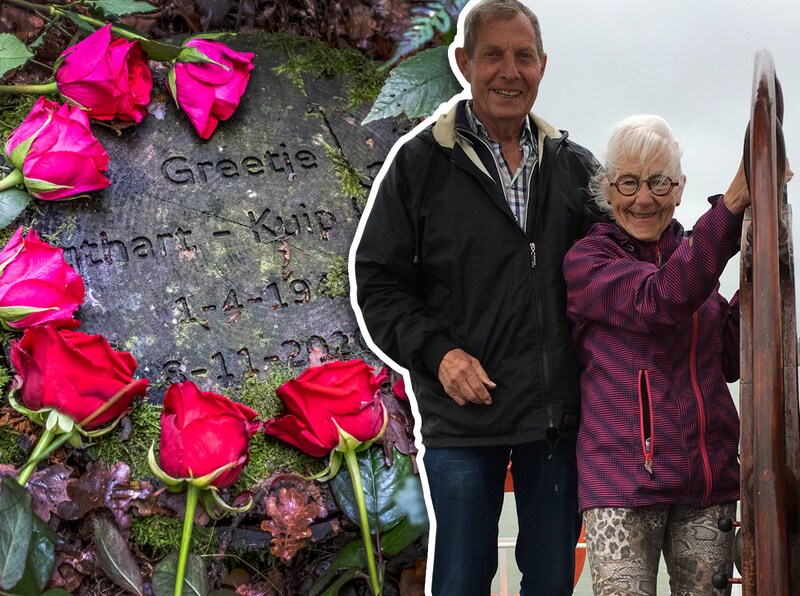 Piet legt om de dag rozen op het graf van zijn vrouw, en dan ontdekt ...