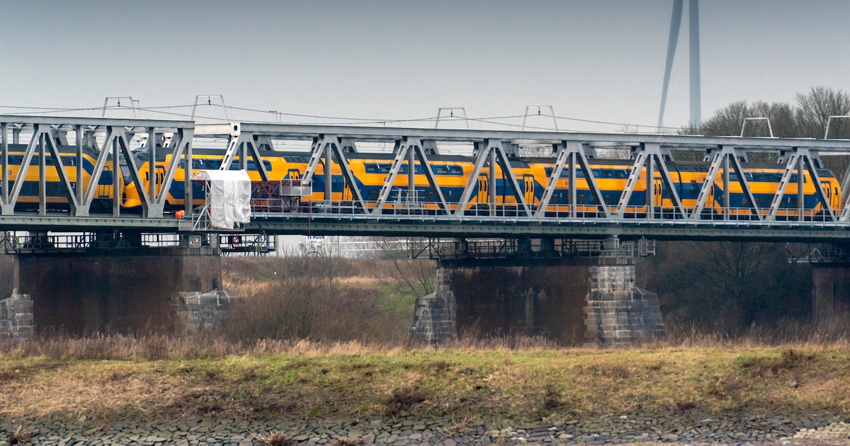 Pad langs de spoorbrug over de Waal bij Waardenburg groeit 6 meter per ...